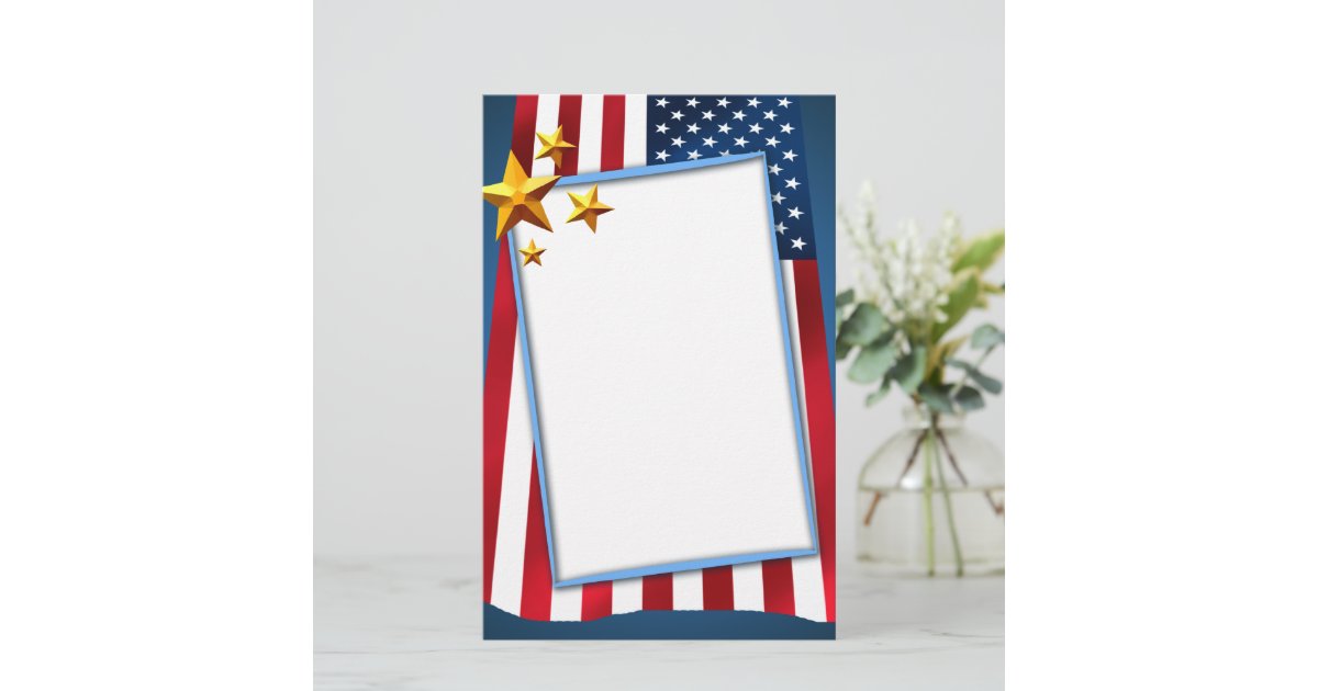Patriotic American Flag Stationery | Zazzle