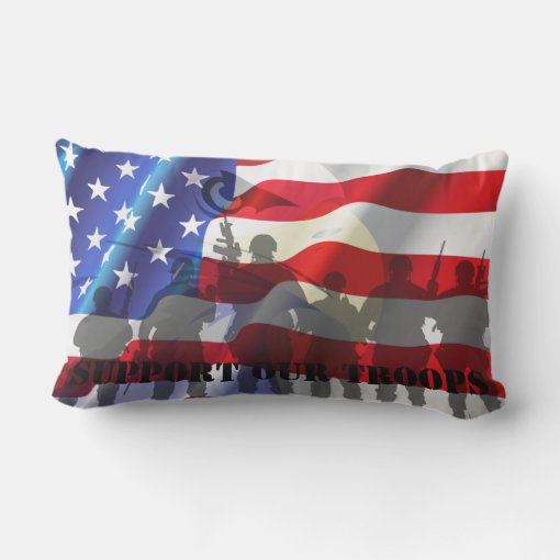 Patriotic American Flag Support our troops Lumbar Pillow | Zazzle