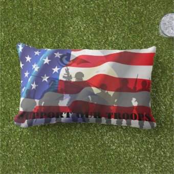 Patriotic American Flag Support our troops Lumbar Pillow | Zazzle