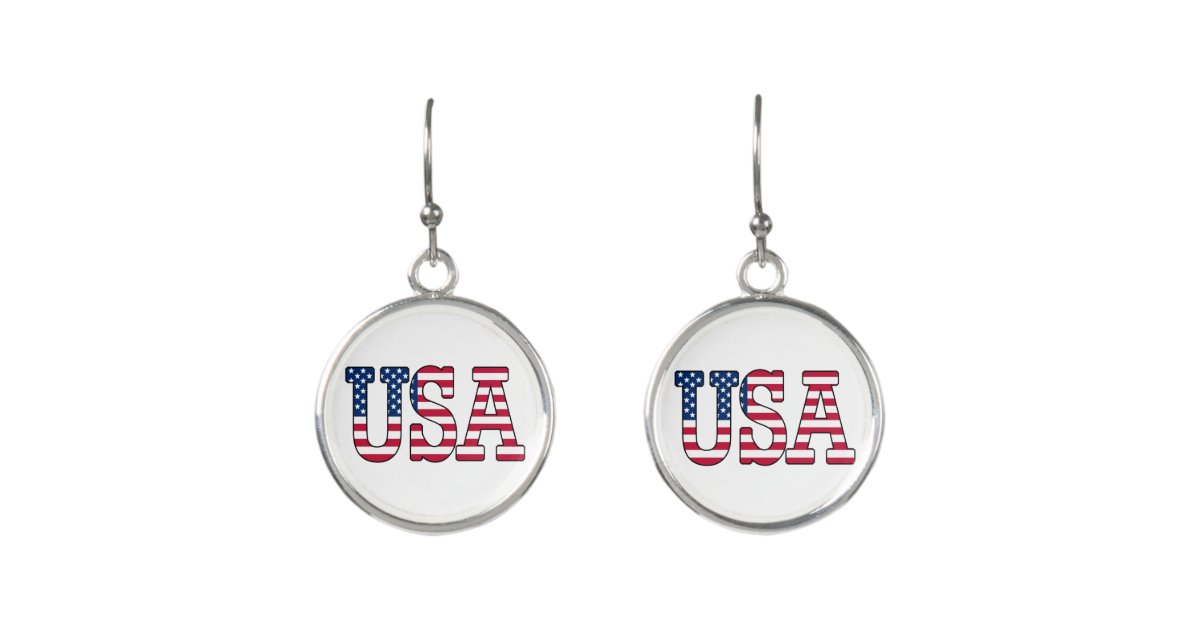 Patriotic American Flag USA Earrings | Zazzle