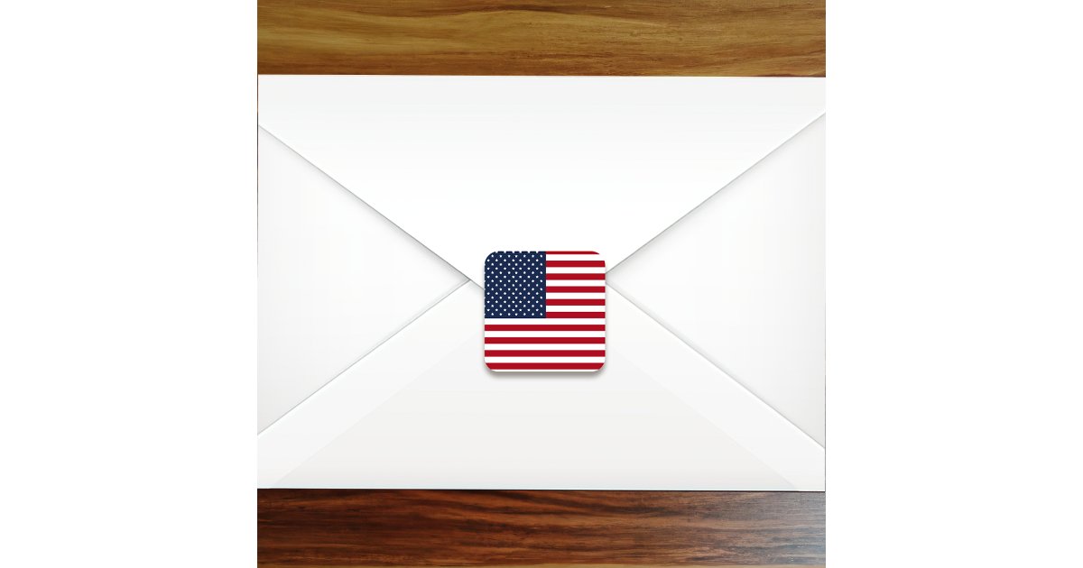 Patriotic American Flag USA Square Sticker | Zazzle