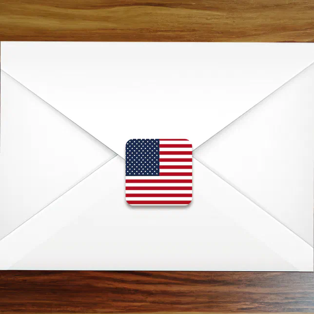 Patriotic American Flag USA Square Sticker | Zazzle