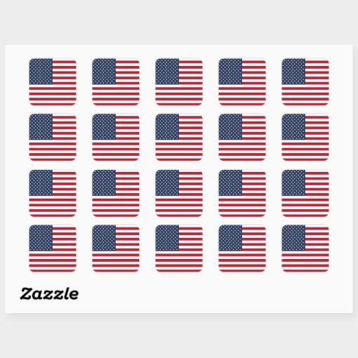 Patriotic American Flag USA Square Sticker | Zazzle