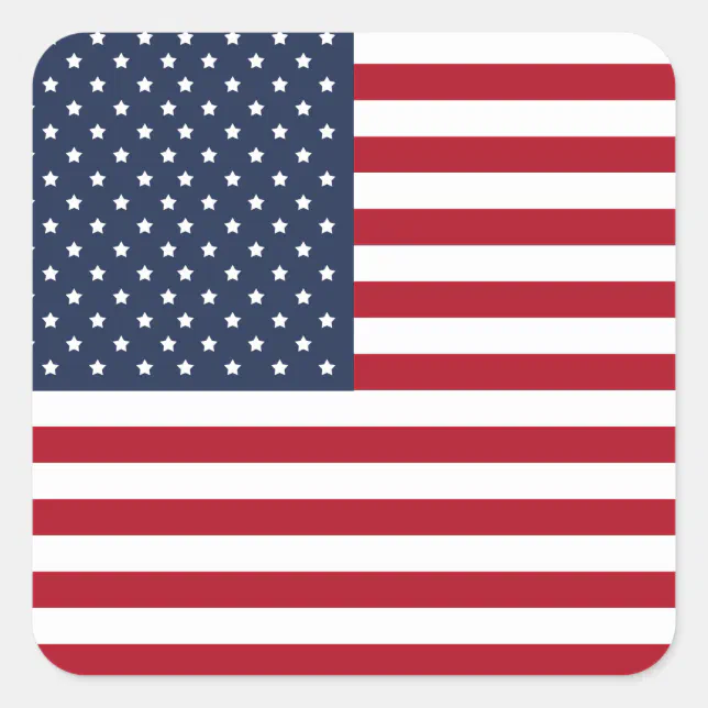 Patriotic American Flag USA Square Sticker | Zazzle