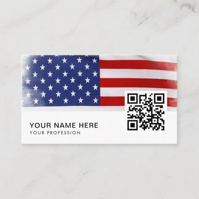 patriotic american flag veteran service QR Code Business Card | Zazzle