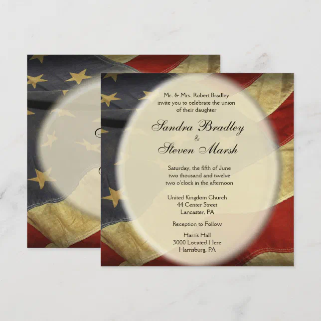 Patriotic American Flag Wedding Invitation | Zazzle
