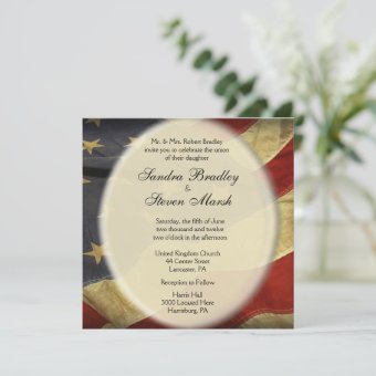 Patriotic American Flag Wedding Invitation | Zazzle