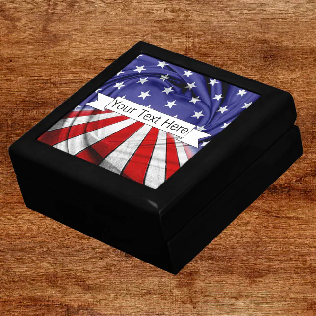 Patriotic American Flag Wood Keepsake Gift Box | Zazzle