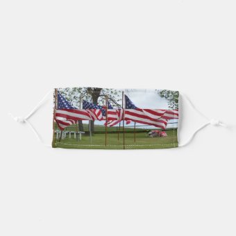 Patriotic American Flags Adult Cloth Face Mask | Zazzle