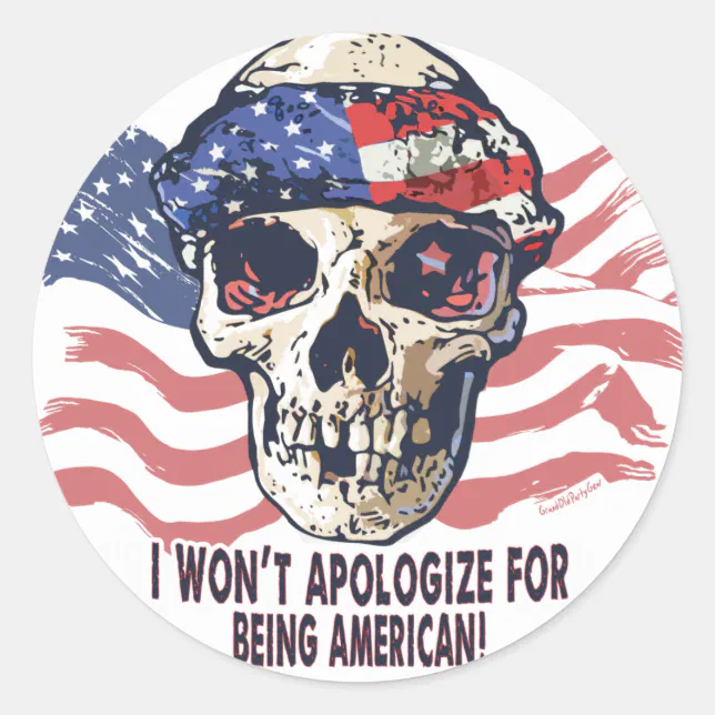 Patriotic American Skull Classic Round Sticker | Zazzle