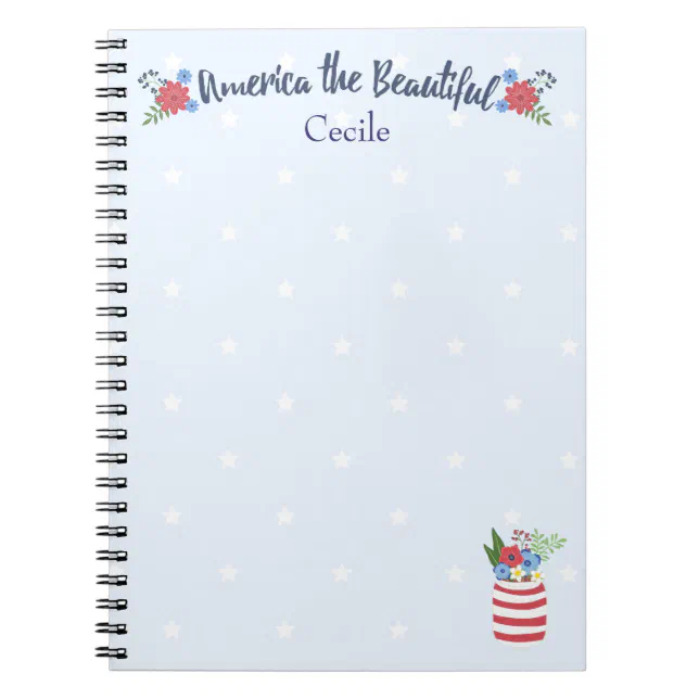 Patriotic American the Beautiful Notebook | Zazzle
