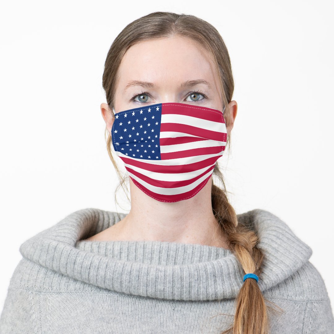 Patriotic American USA Flag Reusable Washable Adult Cloth Face Mask ...