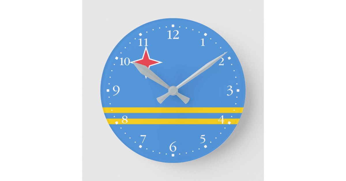 Patriotic Aruba Flag Round Clock | Zazzle