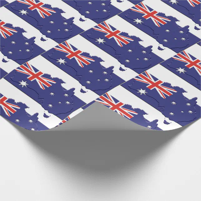 Patriotic AUSTRALIA FLAG Australian Map Outline Wrapping Paper | Zazzle