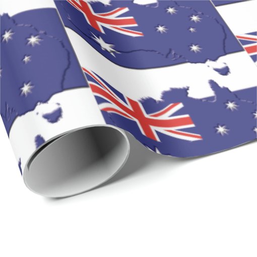 Patriotic AUSTRALIA FLAG Australian Map Outline Wrapping Paper | Zazzle
