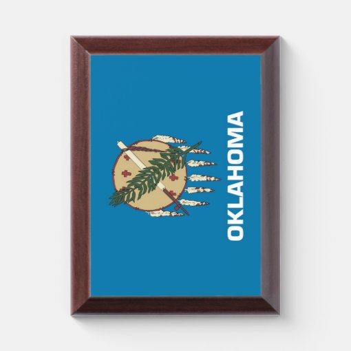Patriotic award plaque with flag of Oklahoma | Zazzle