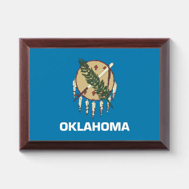 Patriotic award plaque with flag of Oklahoma | Zazzle