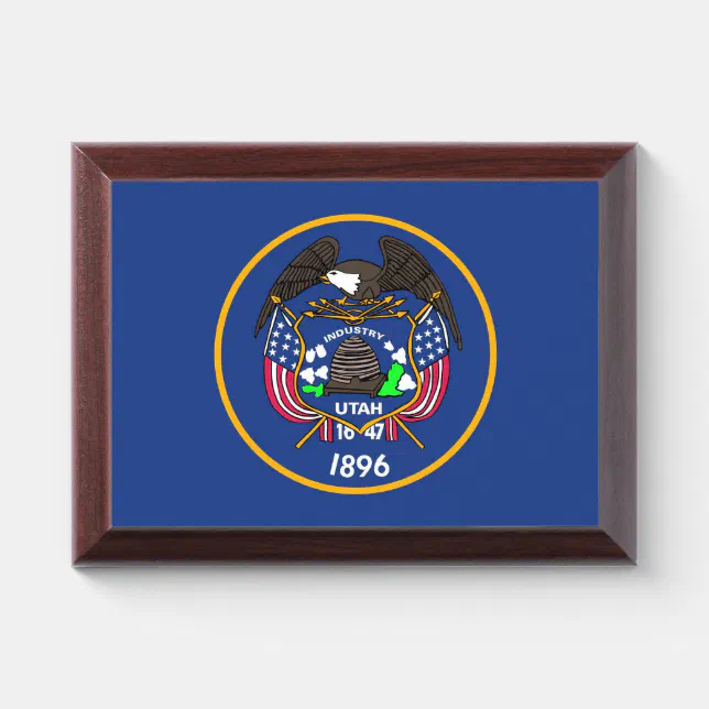Patriotic award plaque with flag of Utah | Zazzle