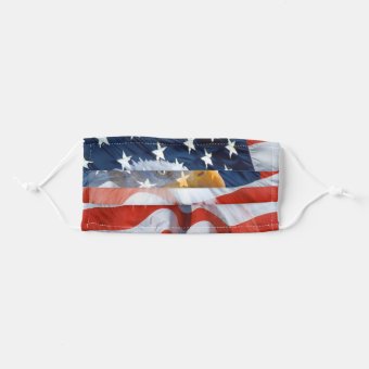 Patriotic Bald Eagle American Flag Adult Cloth Face Mask | Zazzle
