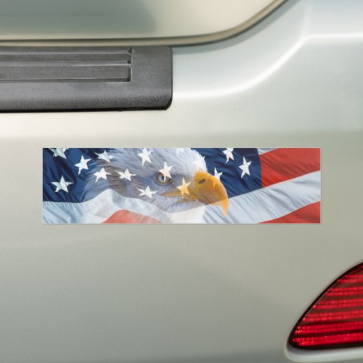 Patriotic Bald Eagle American Flag Bumper Sticker | Zazzle