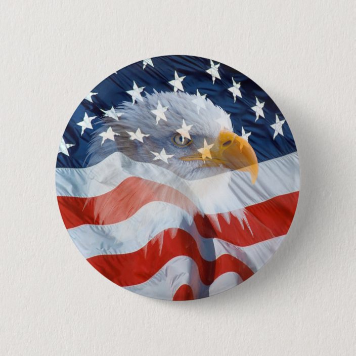 Patriotic Bald Eagle American Flag Button | Zazzle.com