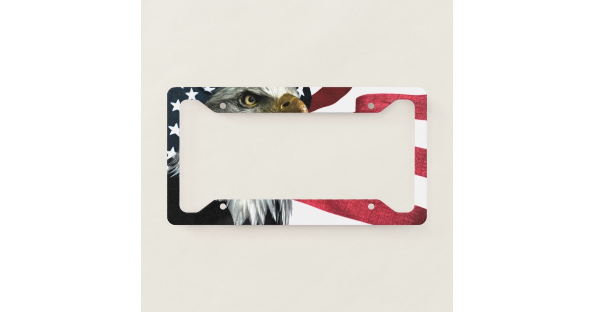 Patriotic Bald Eagle American Flag Stars Stripes License Plate Frame ...
