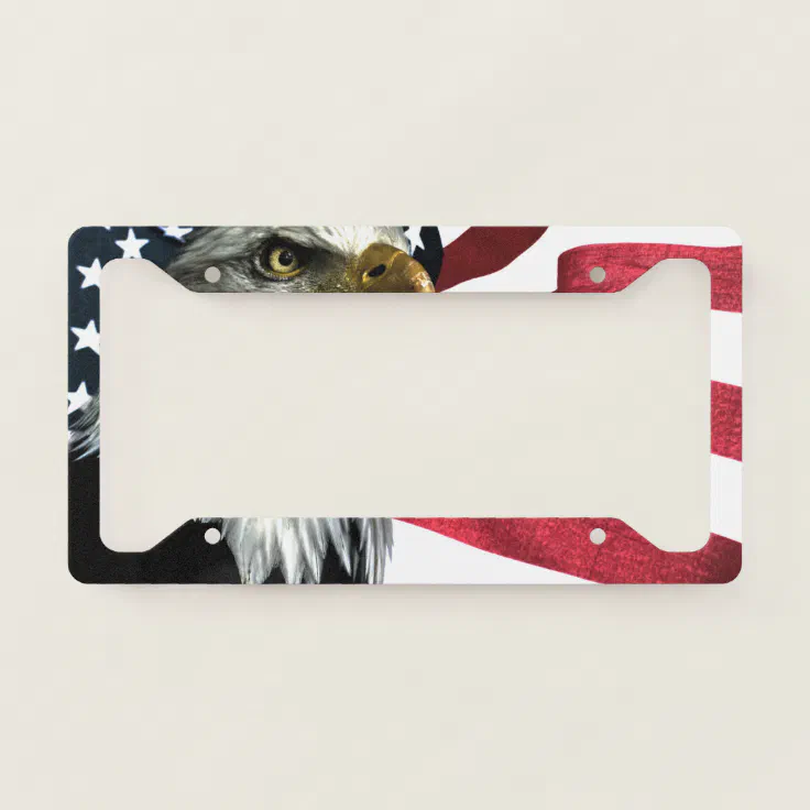 Patriotic Bald Eagle American Flag Stars Stripes License Plate Frame ...