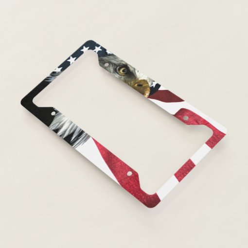 Patriotic Bald Eagle American Flag Stars Stripes License Plate Frame ...