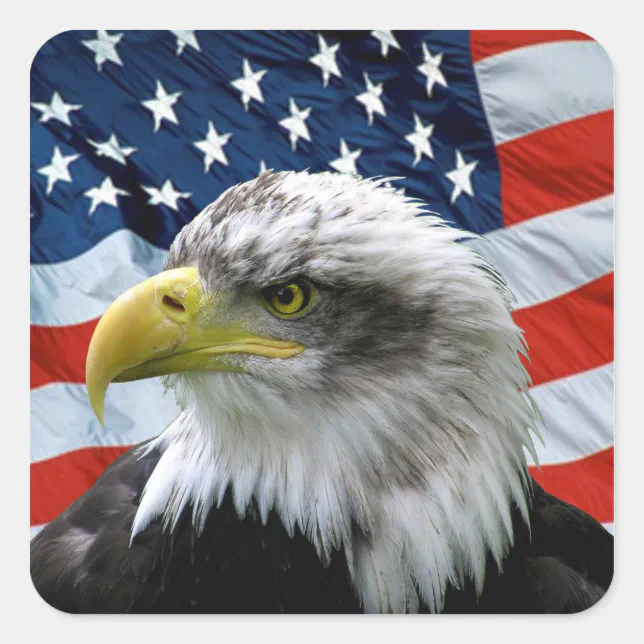 Patriotic Bald Eagle American Flag Sticker | Zazzle