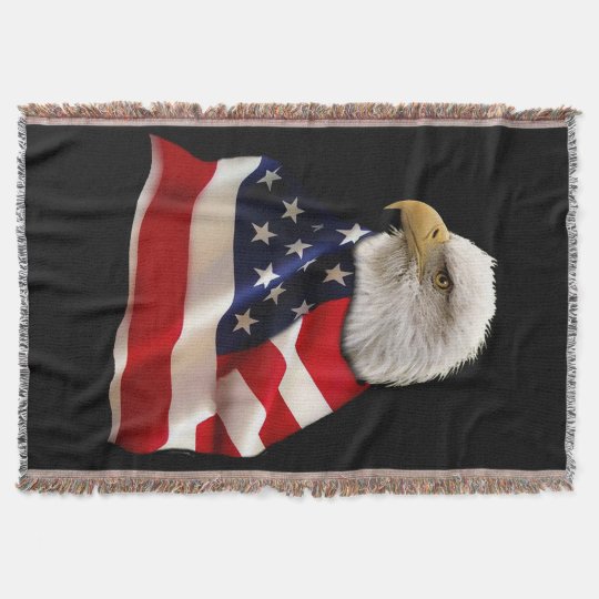 Patriotic Bald Eagle Wrapped in US Flag Throw Blanket | Zazzle.com