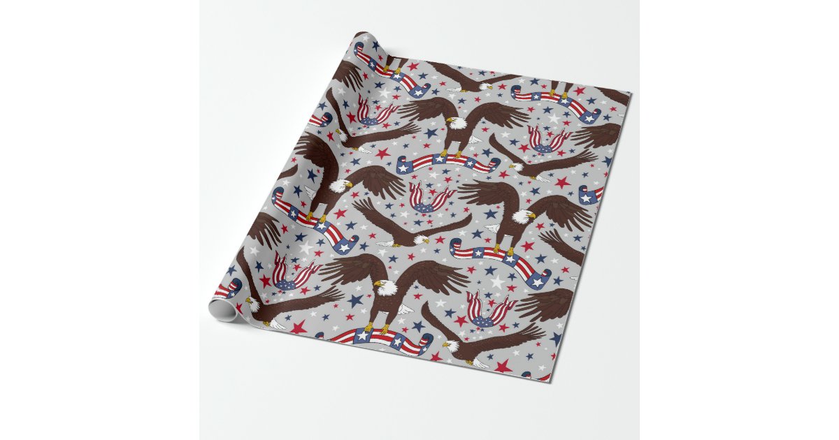 Patriotic Bald Eagle wrapping paper | Zazzle