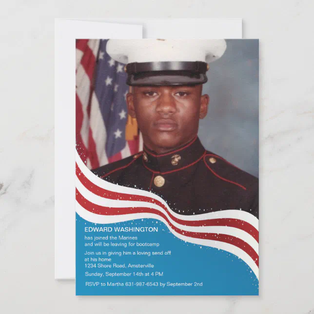 Patriotic Banner Military Send Off Party Invites | Zazzle