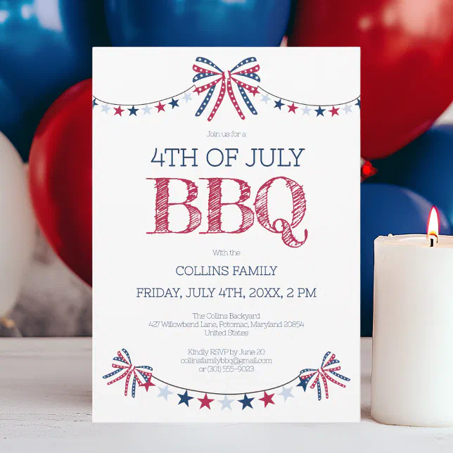 Patriotic Barbeque 4th of July BBQ Summer Party Invitation | Zazzle