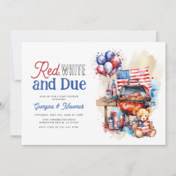 Patriotic BBQ Red, White & Due Baby Shower Invitation | Zazzle