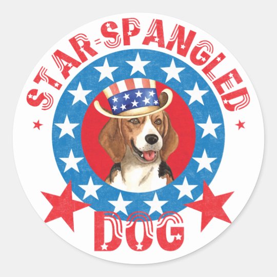 Patriotic Beagle Classic Round Sticker | Zazzle.com