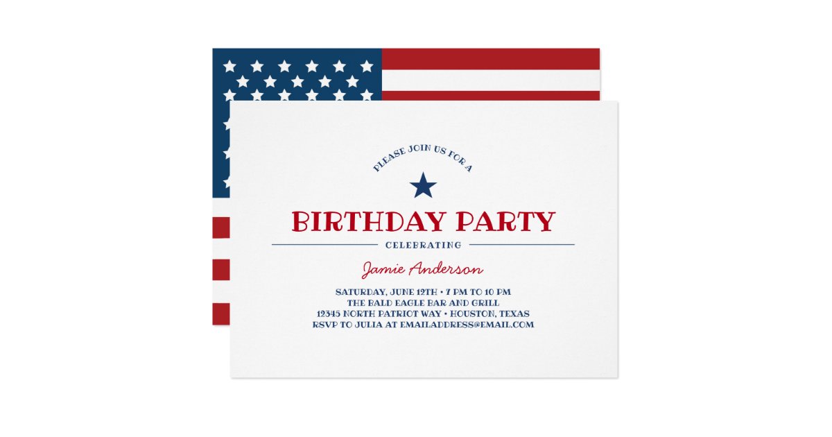 Patriotic Birthday Party Invitation | Zazzle.com