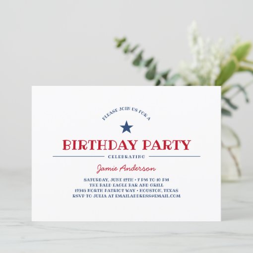 Patriotic Birthday Party Invitation | Zazzle