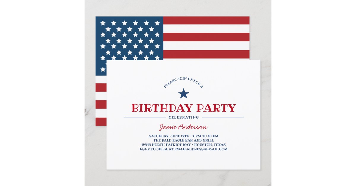 Patriotic Birthday Party Invitation | Zazzle