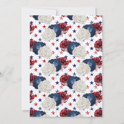 Patriotic Blue Red Star Rose Bouquet Birthday Invitation | Zazzle