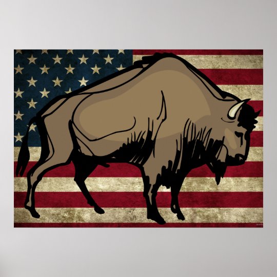 PATRIOTIC BUFFALO POSTER ART | Zazzle.com