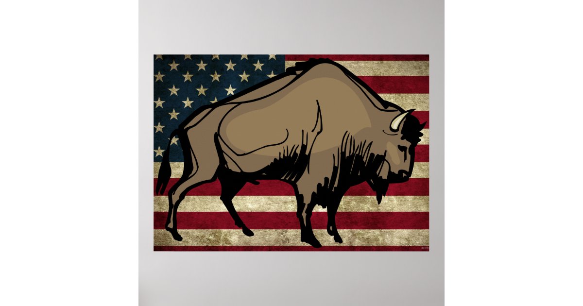 PATRIOTIC BUFFALO POSTER ART | Zazzle
