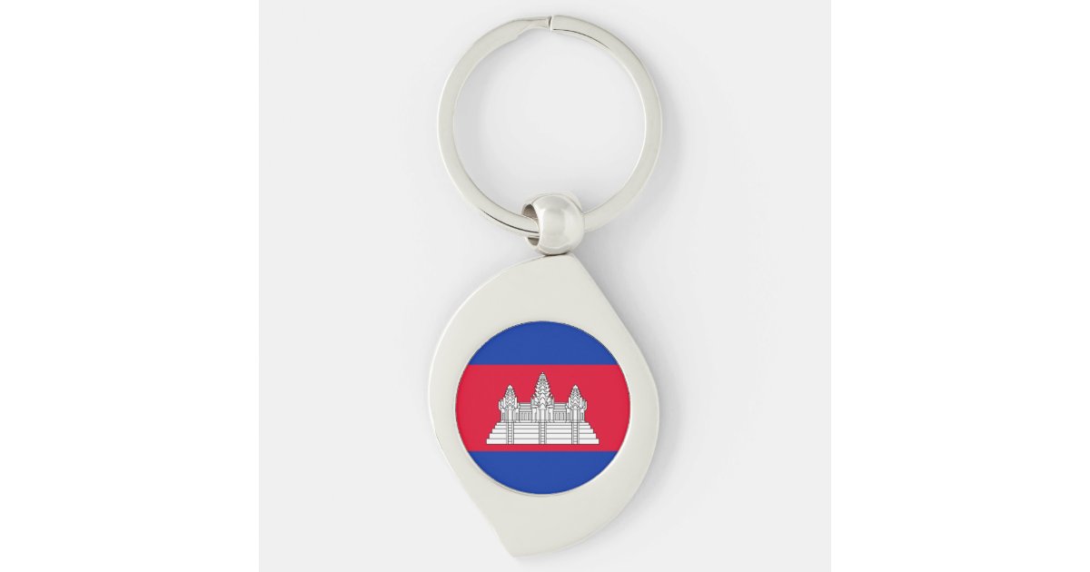 Patriotic Cambodia Flag Keychain | Zazzle
