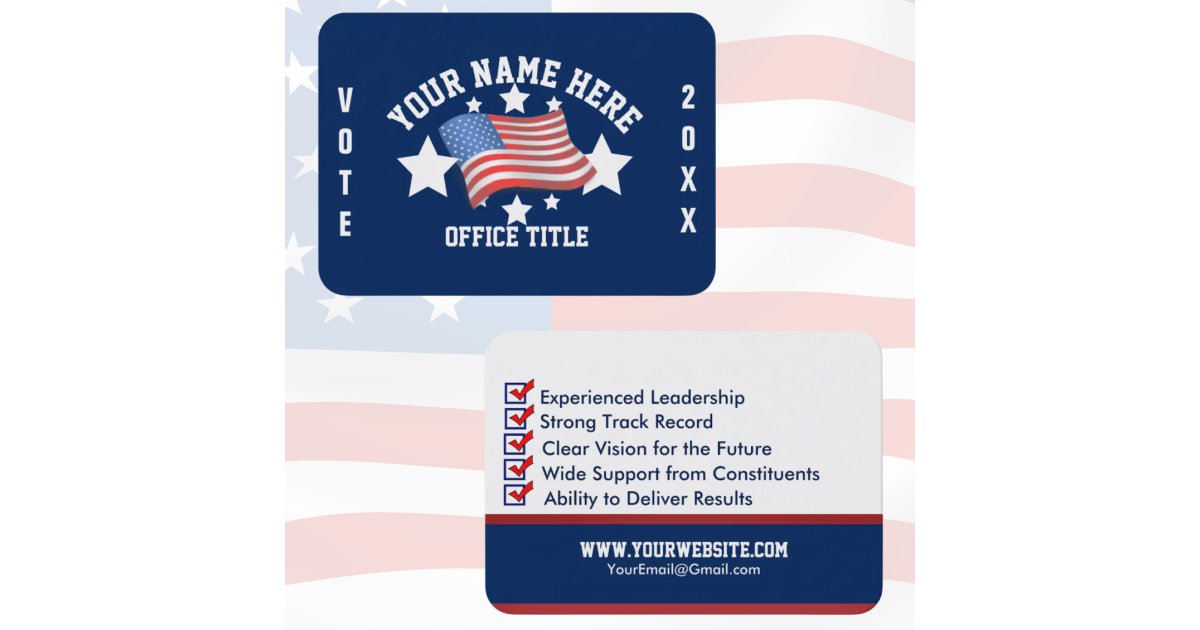 Patriotic Campaign Template Business Card | Zazzle