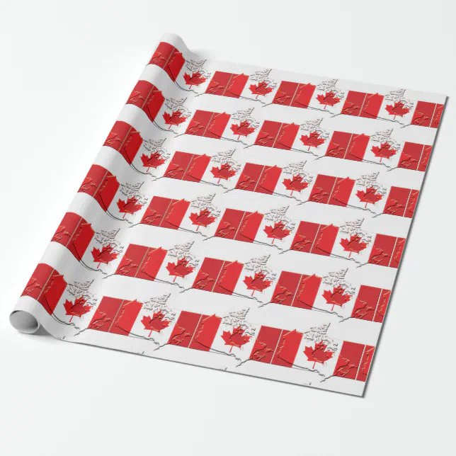 Patriotic CANADA FLAG Canadian Map Maple Leaf Wrapping Paper | Zazzle
