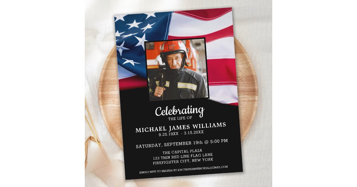 Patriotic Celebration Of Life USA Flag Memorial Invitation | Zazzle