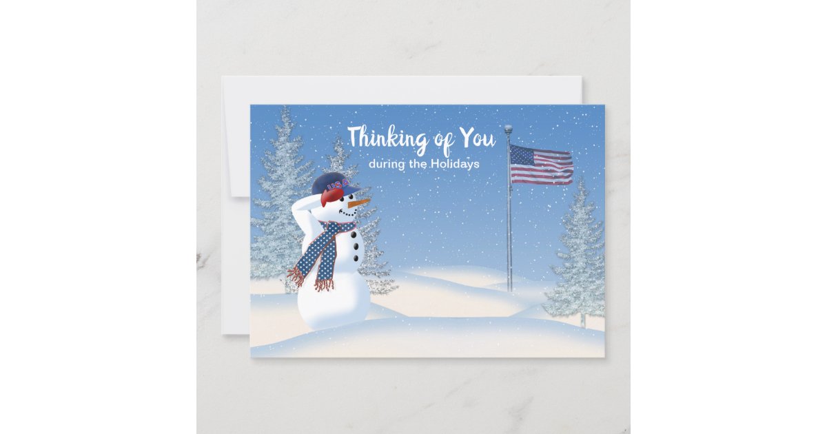 Patriotic Christmas Snowman Saluting, Card | Zazzle