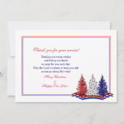 Patriotic Christmas Trees, Military Thank You Card | Zazzle