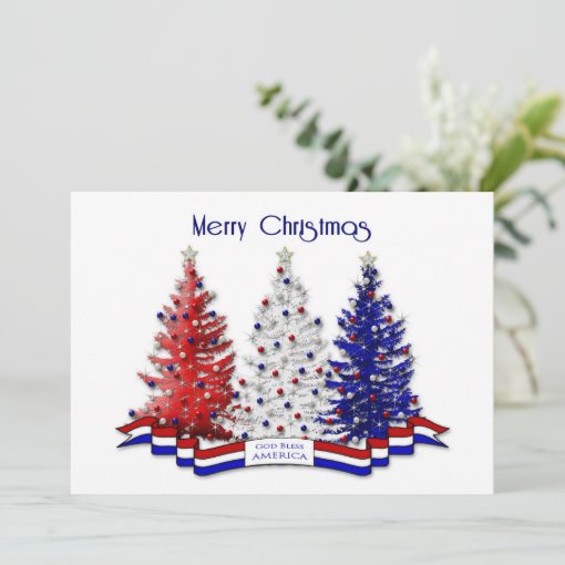 Patriotic Christmas Trees, Military Thank You Card | Zazzle