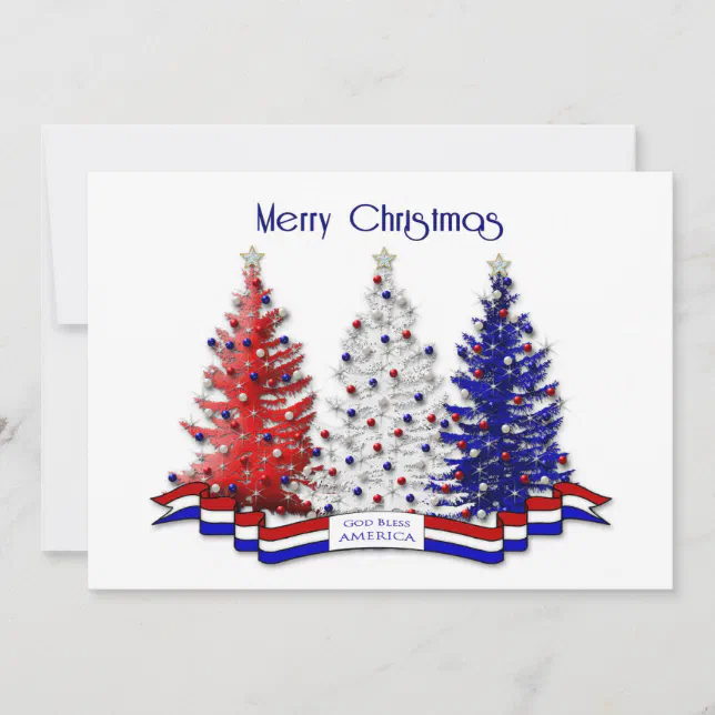 Patriotic Christmas Trees, Military Thank You Card | Zazzle