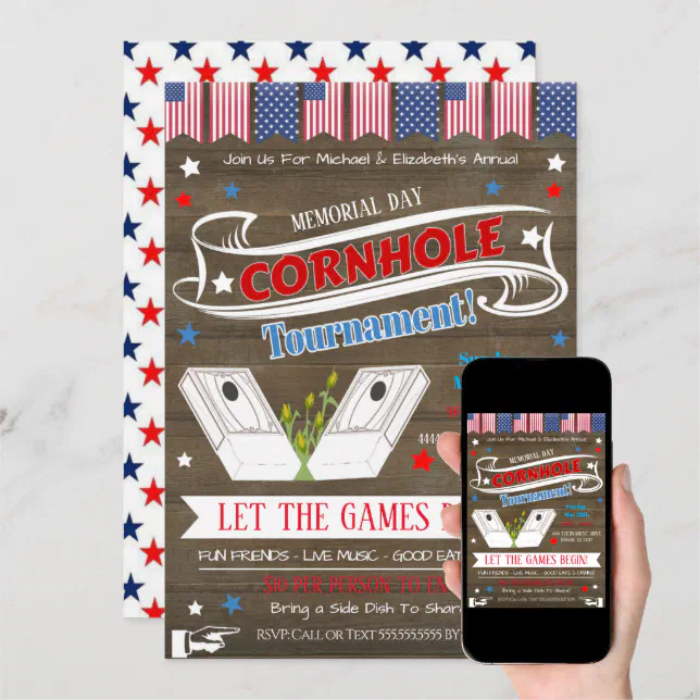 Patriotic Cornhole party Invitation | Zazzle